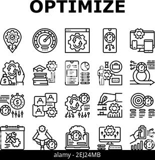 Efficient work linear icons set. Productive, Organized, Streamlined ...