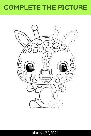 Dot to Dot Giraffe Isolated Coloring Page for Kids Stock Vector Image ...