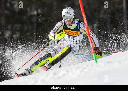 Linus Strasser (GER) during his slalom race during 2026 Audi FIS Ski ...