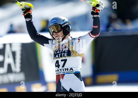 Dzenifera Germane (LAT) celebrates after crossing the finish line ...