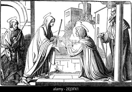 Elizabeth, mother of John the Babtist, visited by virgin Mary, mother ...