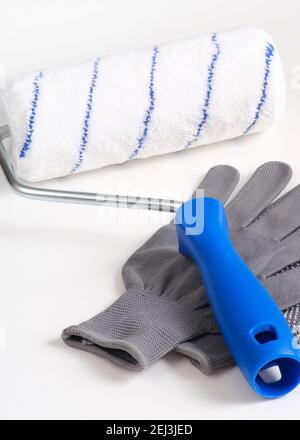 Paint roller, protective gloves, everything for repair and painting ...