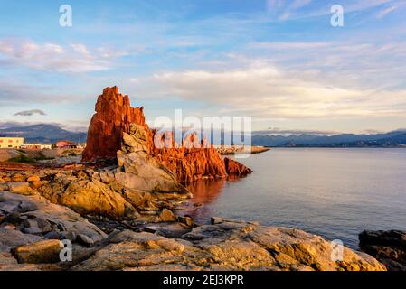 Beach of Rocce Rosse, red porphyry rocks of Arbatax, Tortoli, Ogliastra ...