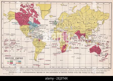 Vintage map of The World / British Commonwealth 1930s Stock Photo - Alamy