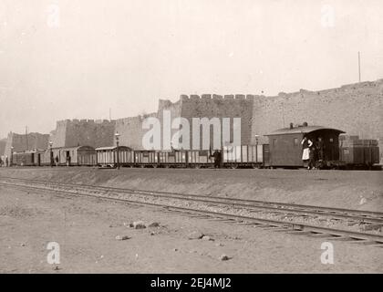 Train at Peking, Beijing city walls, China, c.1900 Stock Photo - Alamy