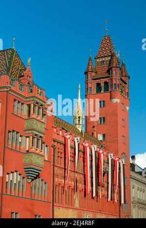 City Hall Tower of the Basel City Hall, Basel, Canton Baselstadt ...