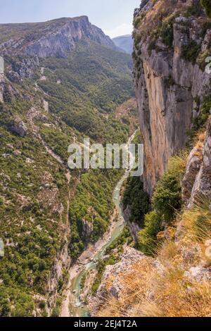 Aerial view of the beautiful Verdon Gorge canyon in France Stock Photo ...