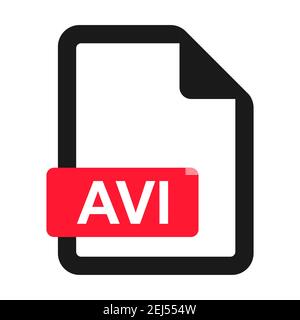 AVI file icon line isolated on white background. Black flat thin icon ...