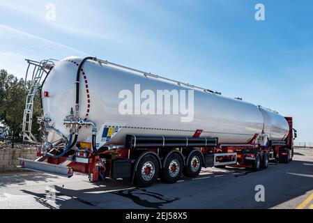 Euro modular system or European road train, truck with two trailers for ...