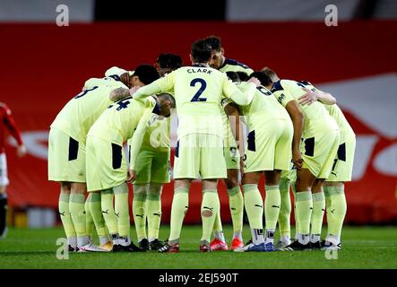 Newcastle United players huddle ahead of the Premier League match at ...