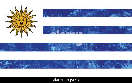 Uruguay flag with waving grunge texture. Vector background Stock Vector ...