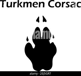 Turkmen Fox Footprint. Black Silhouette Design. Vector Illustration ...