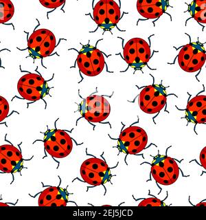 Ladybug pattern seamless. Red small bug background. beetle vector ...