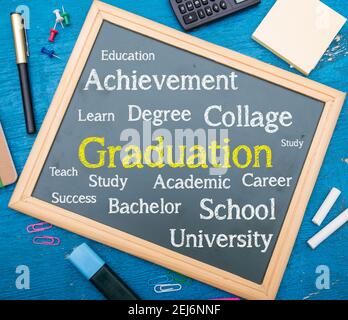 Graduation word cloud concept Stock Photo - Alamy
