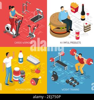 Sedentary icon isometric design concept with compositions of faceless ...