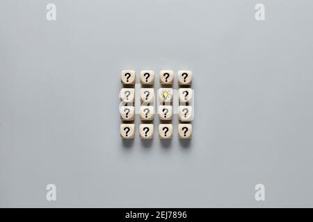 Brainstorming and creative idea formation. Problem solving and business solutions. Question mark ...