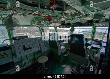 Bridge interior at USS Midway aircraft carrier museum ship in San Diego ...