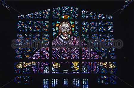 Stained-glass window in the chapel of Buckfast Abbey, designed by Stock ...