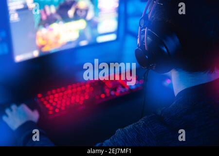 Background professional gamer playing tournaments online games computer ...