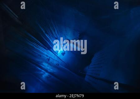 Blue glow water of nuclear reactor core powered, caused by Cherenkov ...