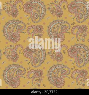 Paisley Ornamental seamless pattern. kalamkari vector fabric background ...