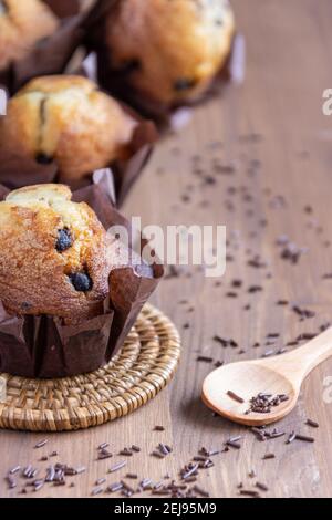 A top view of chocolate muffins Stock Photo - Alamy