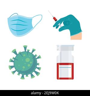 bundle of medical mask and covid19 set icons vector illustration design ...