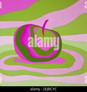 Apple fruit psychedelic illustration optical illusion Stock Photo - Alamy