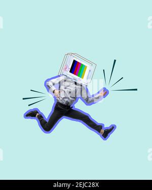 Creative abstract template collage of jumping woman legs orange dotted ...