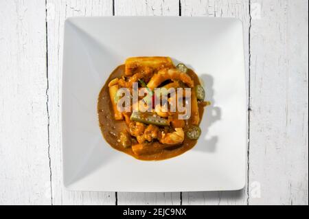 Fish stew with vegetables - top view Stock Photo - Alamy