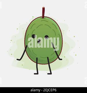 Vector Illustration of Jackfruit Character with cute face, simple hands ...