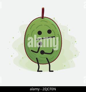 Vector Illustration of Jackfruit Character with cute face, simple hands ...