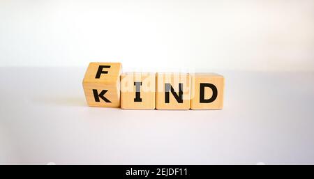 Find your kind symbol. Turned cubes with words find kind. Beautiful ...