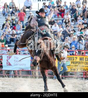 January 25, 2020: Kody Rinehart competes in the Saddle Bronc Riding ...