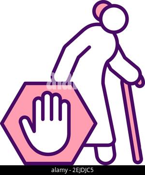 Age discrimination RGB color icon. Elderly people without work ...