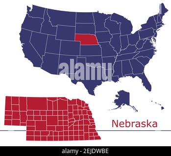 Nebraska map outline state vector illustration Stock Vector Image & Art ...