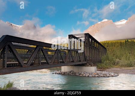 Canmore Engine Bridge on Bow River, Canmore, Alberta, Canada Stock ...