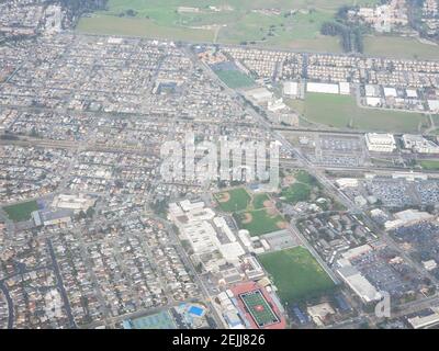 James Logan High School is visible in an aerial view of the East Bay ...
