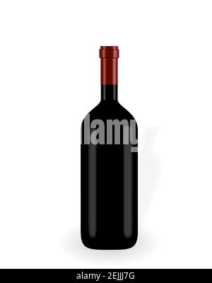 Colorful naturalistic closed 3D wine bottle of different colors without ...