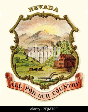 Nevada, state of United States of America. Solid color shape. Locations ...