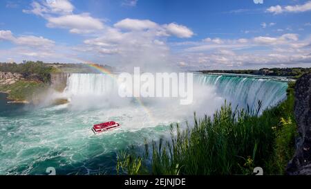 A panoramic view of Niagara Falls on Canada and the USA border Stock ...