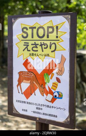 deer warning sign at Nara park Nara Japan Stock Photo - Alamy