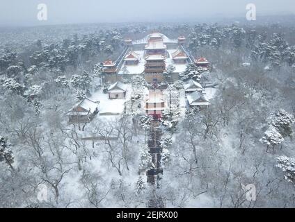 An aerial view of Zhao Mausoleum, which is also known as Beiling, the ...