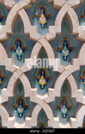 Moroccan tile on the wall of the Mosque Hassan II in Casablanca Morocco ...