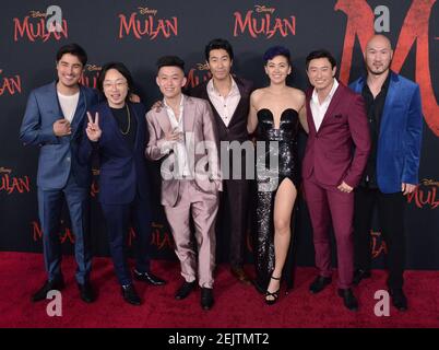 (L-R) Remy Hii, Jimmy O. Yang, Rich Brian, Chris Pang, Jessica Henwick, Andrew Ge and Jenson ...