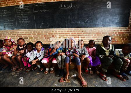 Rwandan primary school children in their classroom, Nyamata, Rwanda ...