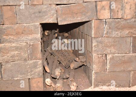 brick kiln.Brick making process .Burning traditional Indian clove clamp ...