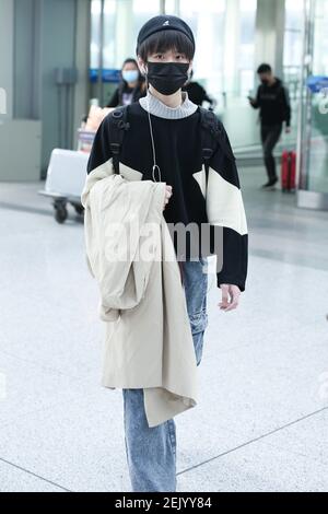 Chinese actor Liu Junhao arrives in an airport in Beijing, China, April ...