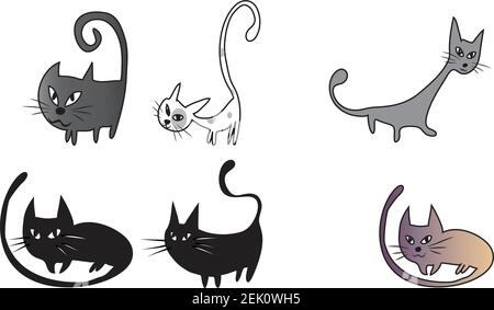 vector cartoon cats action emoji set background Stock Vector Image ...