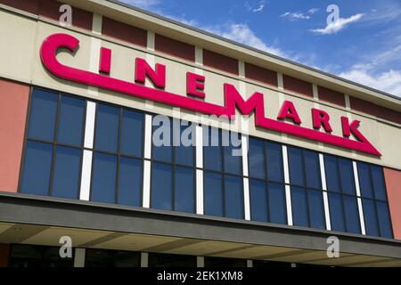 A logo sign outside of a Cinemark movie theater location in Chesapeake ...